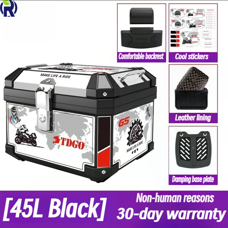 Motosikal TOP BOX BELAKANG MOTOR TANKER 45L ALUMINIUM STAINLESS STEEL ...