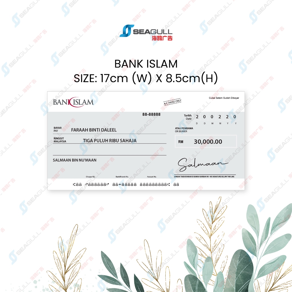 Mock Cheque | Replika Cek | Cek Hantaran Mockup Cheque | Cek Hantaran ...