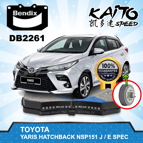 Bendix Front Brake Pad DB2261 Toyota Yaris NSP151 J E Spec 2016 2017 2018 2019 2020 2021 2022 ...