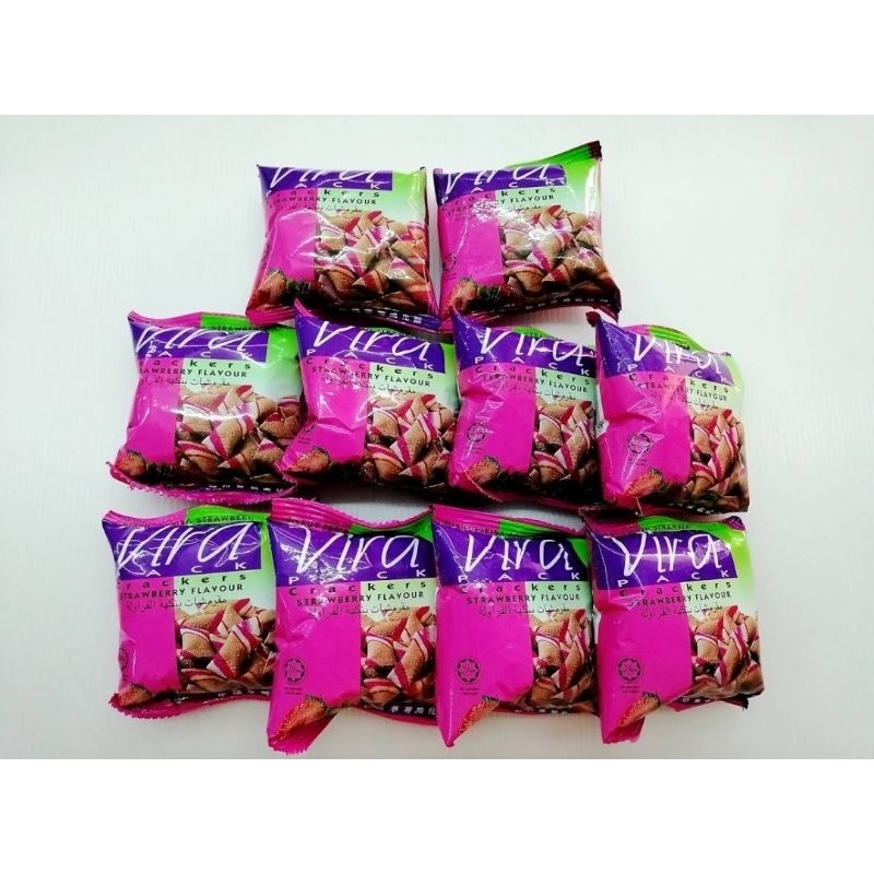 VIRA PACK CRACKERS | CHOCOLATE FLAVOUR, STRAWBERRY FLAVOUR 40PCS (HALAL ...