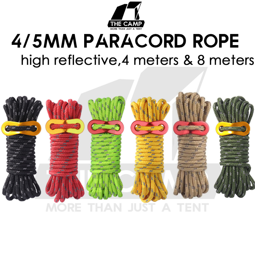 Camping 4mm / 5mm Super Reflecitive 4meter or 8meter Paracord Rope ...