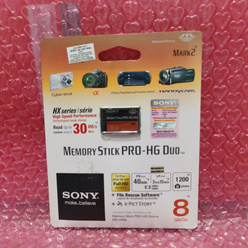 💥 Ready Stock 💥Sony Original Memory Stick Pro-HG DUO 8GB (MS-HX8A) HX ...