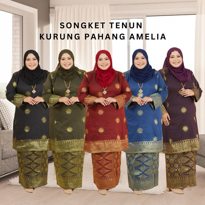 BAJU RAYA 2025 VIRAL KURUNG PAHANG SONGKET TENUN ASLI COTTON BUNGA ...