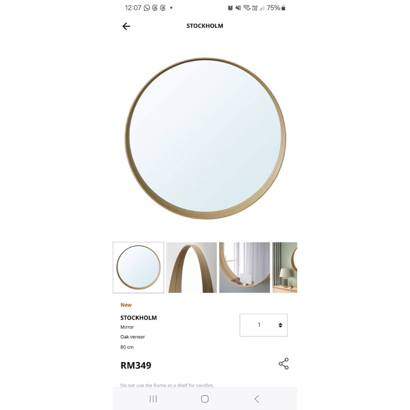 CERMIN STOCKHOLM(ORIGINAL IKEA) | Shopee Malaysia