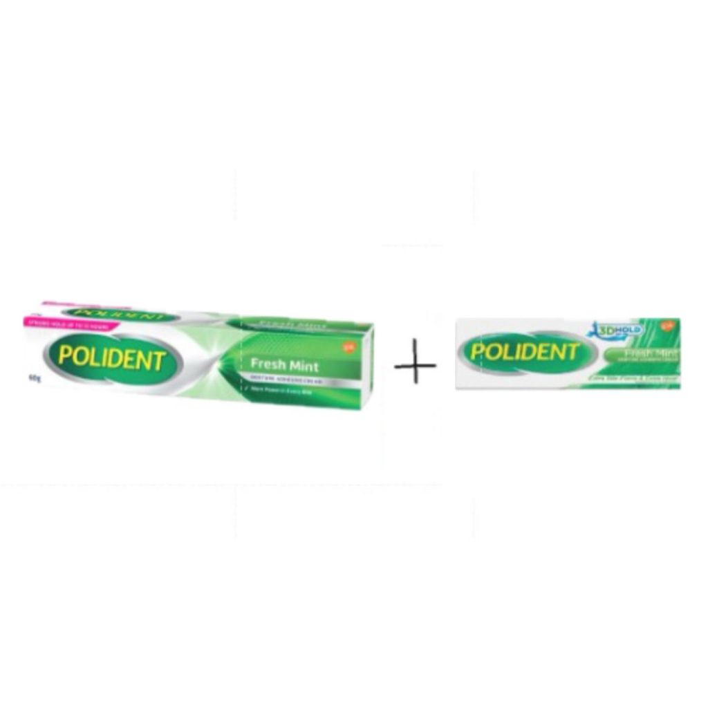 POLIDENT DENTURE ADHESIVE CREAM 60g+(Free Gift 8.5g X 1 random flavor ...