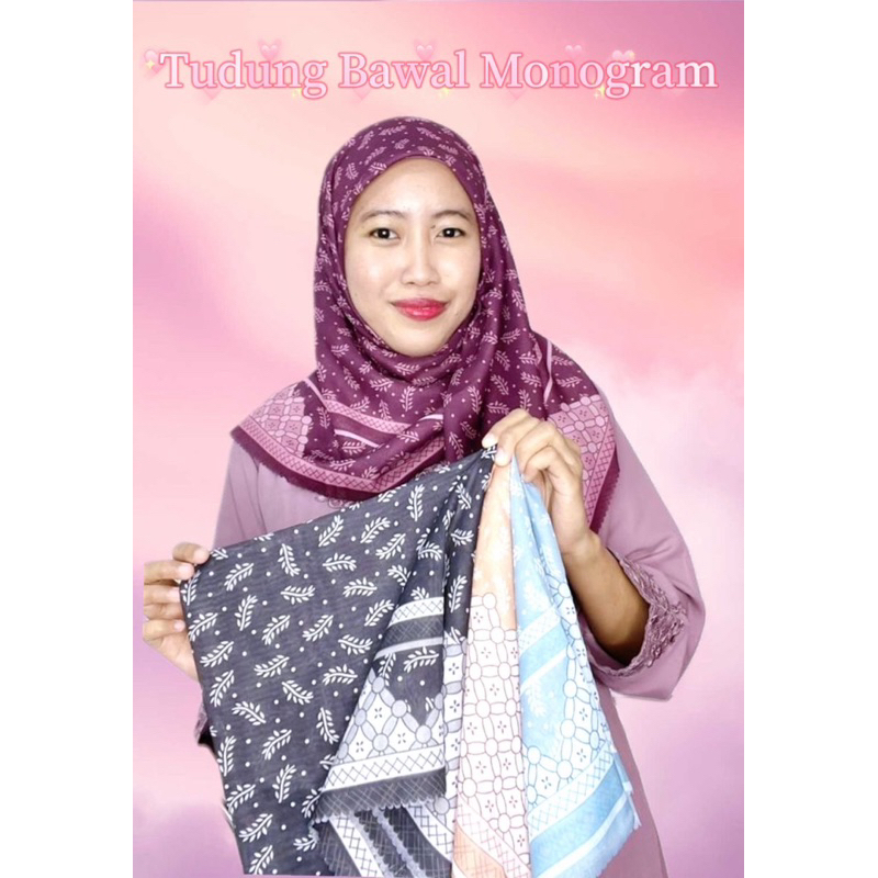 Tudung Bawal Monogram Laser Cut | Bidang 45 | Tudung Murah | Material ...