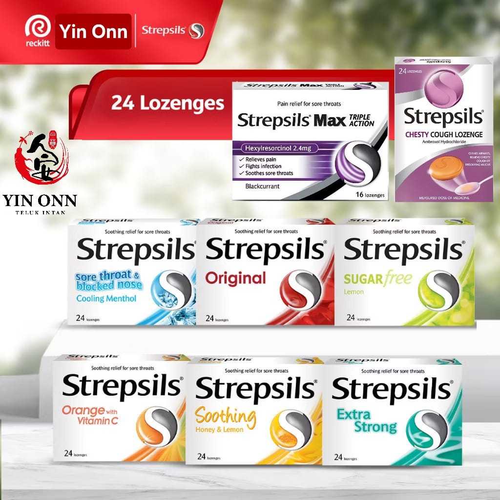 Strepsils Sore Throat Relief Lozenges 24s - Original/Cool/Extra Strong ...
