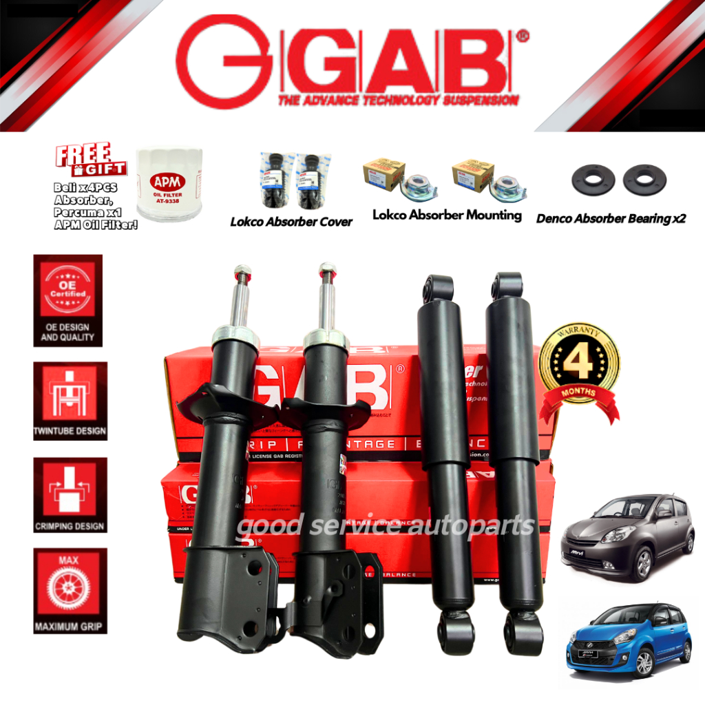 GAB Perodua Myvi 1st Gen D73 & 2nd Gen Lagi Best Front (Depan), Rear(Belakang) Gas Absorber With ...