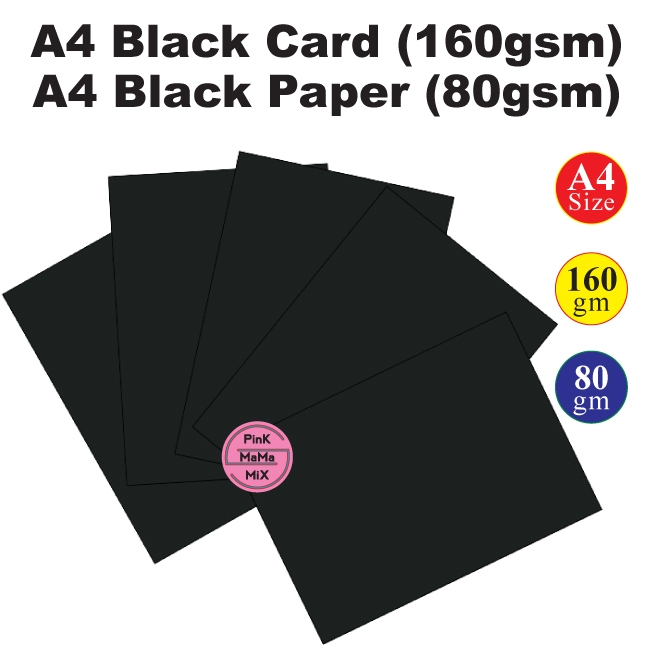 A4 Black Colour Card (160gsm) – 5’s/pack / Paper (80gsm) - 30's/pack ...