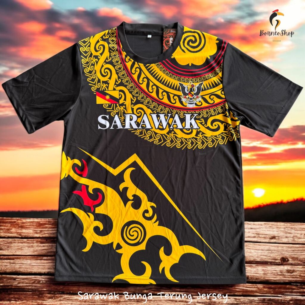 Baju Sarawak Bunga Terung Jersey UNISEX Round Neck T-Shirt (Ready Stock ...