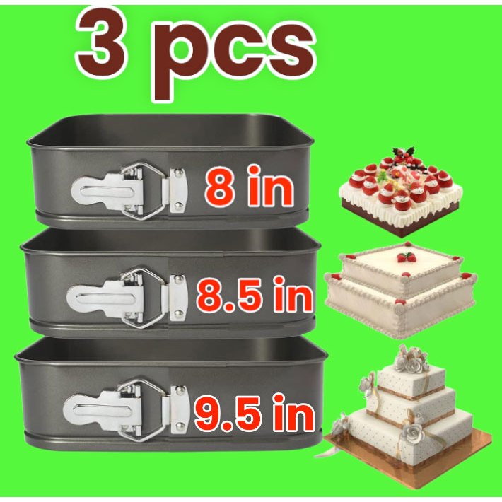 3pcs Square Springform Cake Pan Loyang KeK Empat Segi Loyang 8x8 Loyang ...