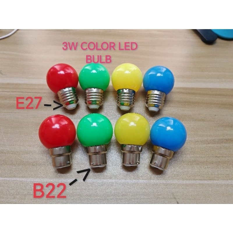 LED COLOR BULB 3W E27 OR B22 -High kualiti | Shopee Malaysia