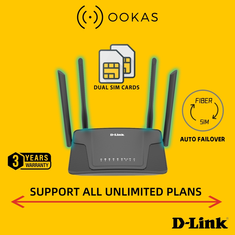 D-Link Dual SIM 4G LTE Unlimited Plan Modem Router Auto Fiber & SIM ...