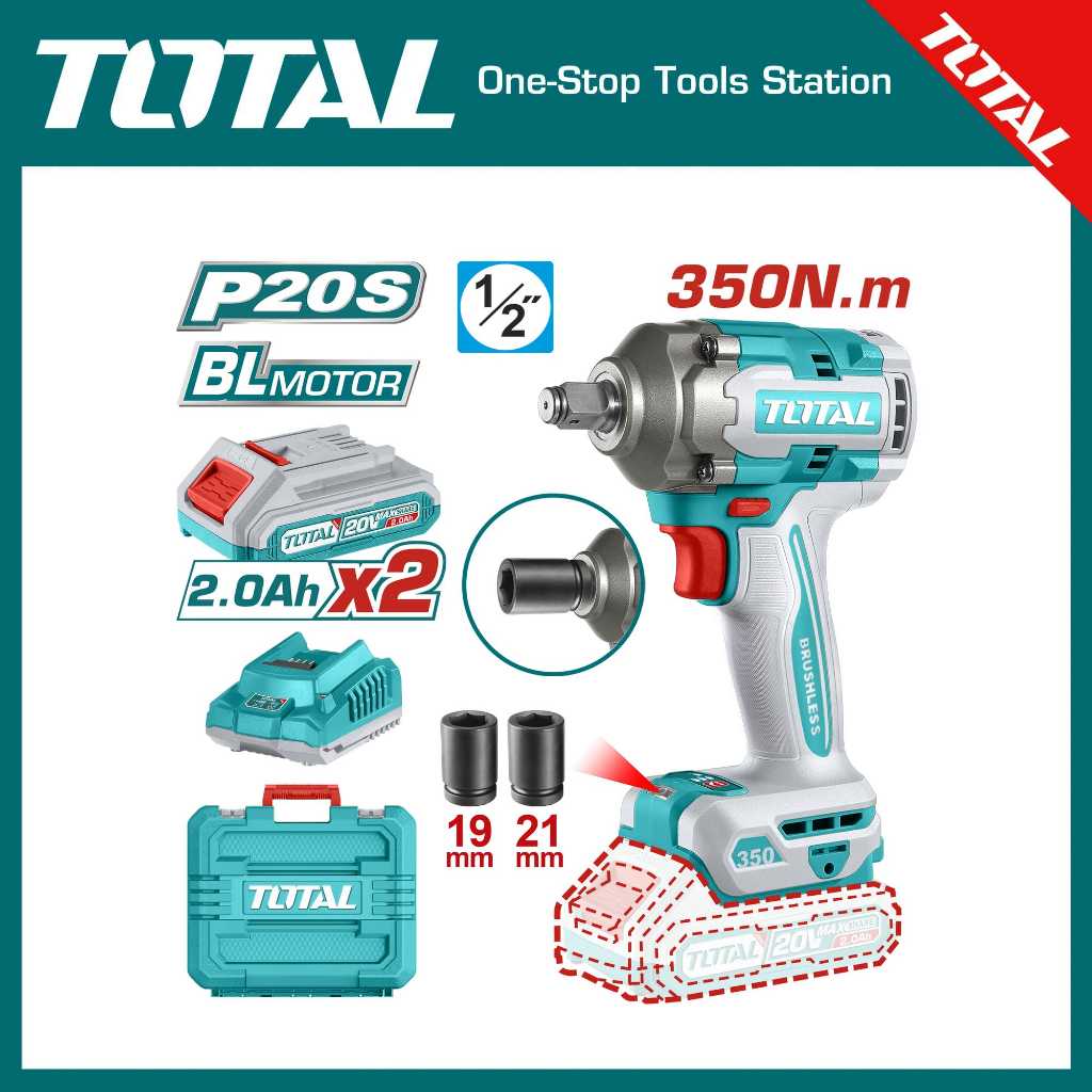 TOTAL Brushless motor Cordless impact wrench TIWLI2035 | Shopee Malaysia