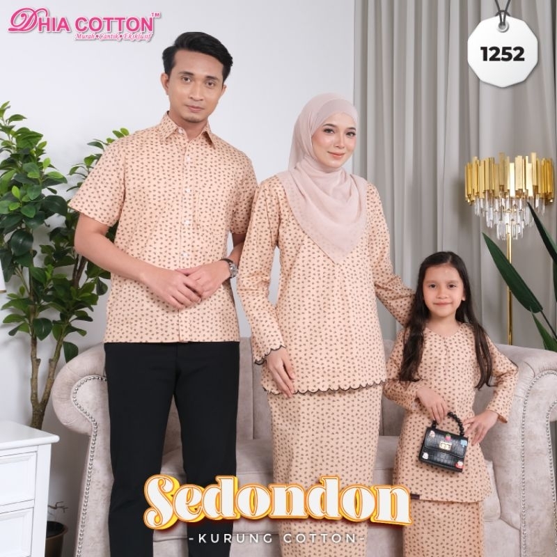 1252 Baju Kurung Cotton Sedondon Tema Light Orange By Dhia Cotton ...