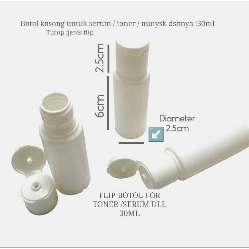 READY STOCK!! BOTOL PLASTIK KOSONG 30ML WITH FLIP CAP FOR TONER / SERUM ...