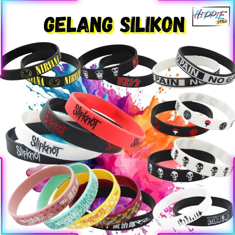 Gelang Getah Silicone Bracelet Band Punk 80s 90s Nirvana System of a ...