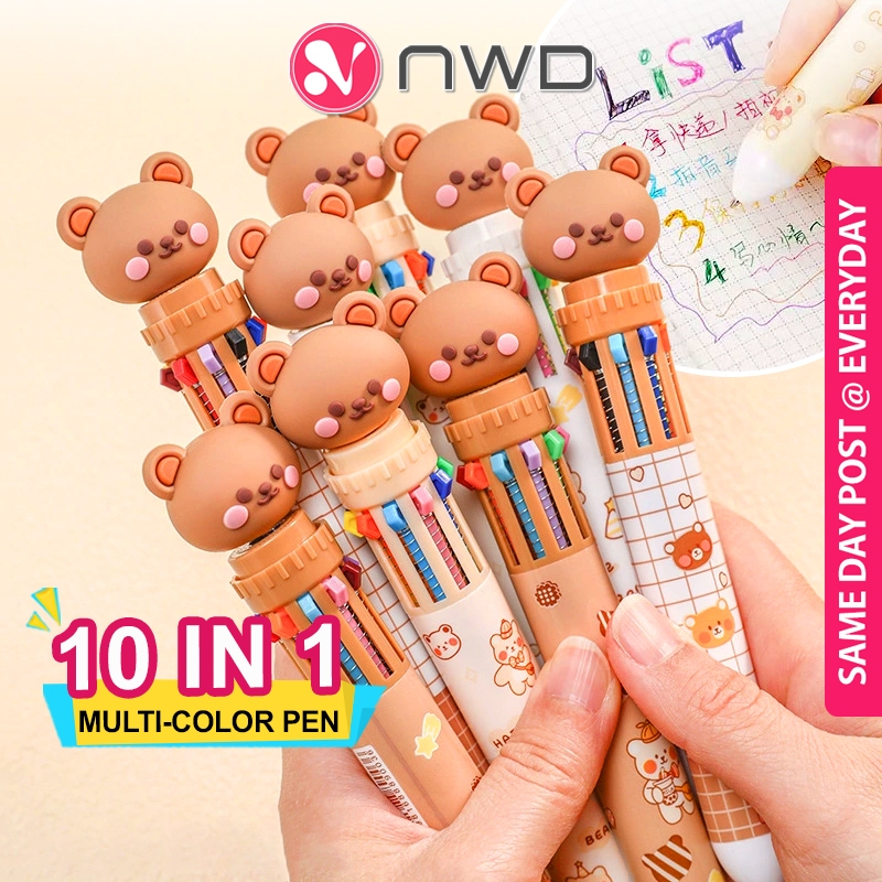 𝗠𝗨𝗟𝗧𝗜 𝗖𝗢𝗟𝗢𝗥 》10 Colors Ballpoint Ball Pen Children Kids Stationery ...