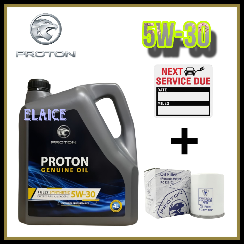Proton Fully Synthetic 5W30 API SN ILSAC GF-5 Engine Oil (4 Liter) for ...