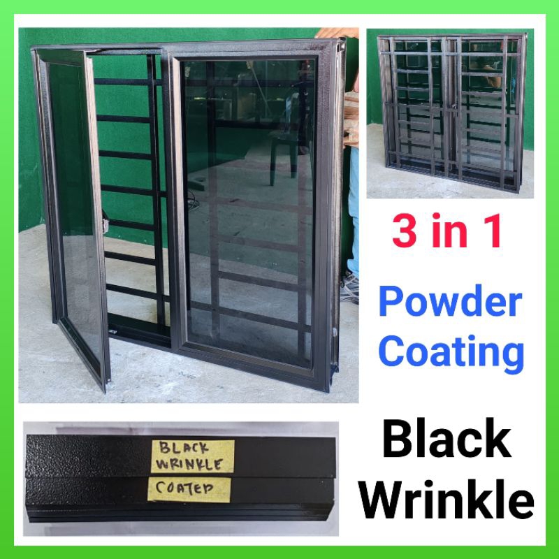 4ft x 4ft (BLACK WRINKLE) Powder Coating 3in1 Frame Tingkap | Shopee ...