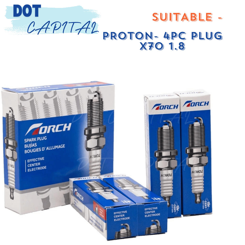 (1 SET = 4PCS)TORCH Spark Plug Iridium Double Tip # /PROTON X70 1.8 ...