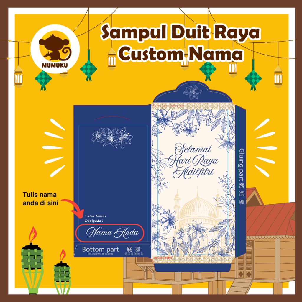 100pcs Sampul Duit Raya Custom Nama | Sampul Raya | Sampul Duit Raya ...