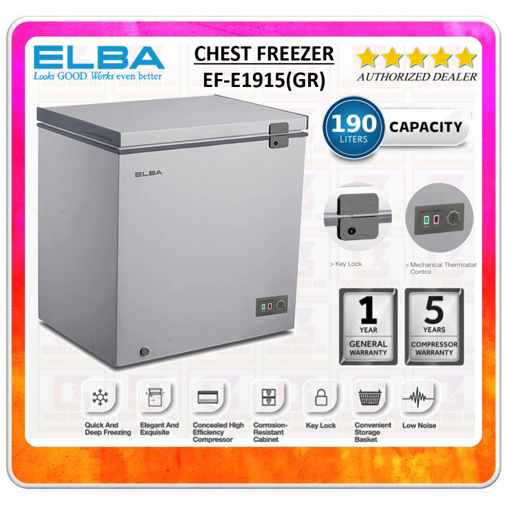 Elba 190L Chest Freezer Artico Series EF-E1915(GR) | Shopee Malaysia