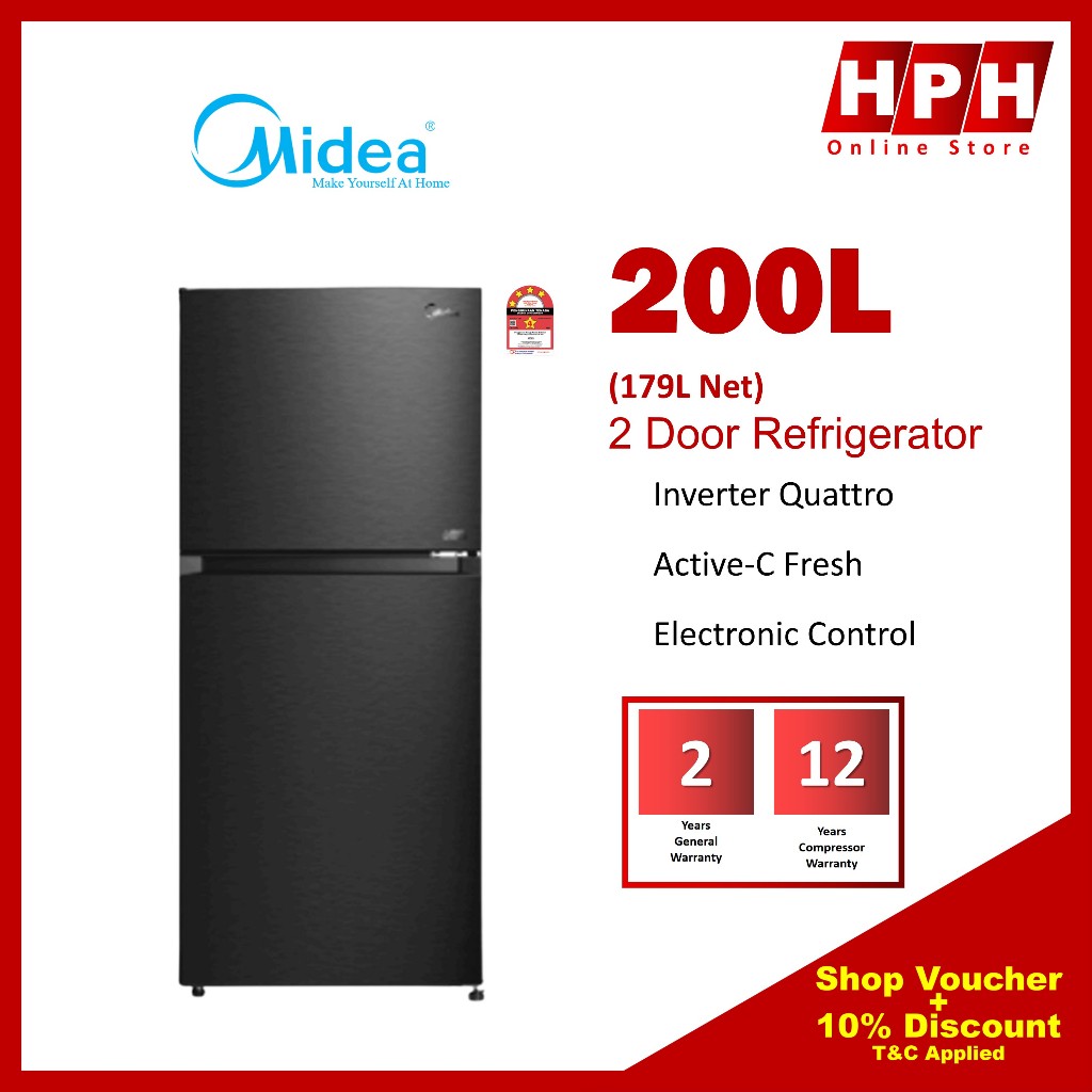 Midea 2 Door Inverter Refrigerator (200L/240L/280L/400L) MDRT268MTB28 MDRT307MTB28 MDRT346MTB28 ...