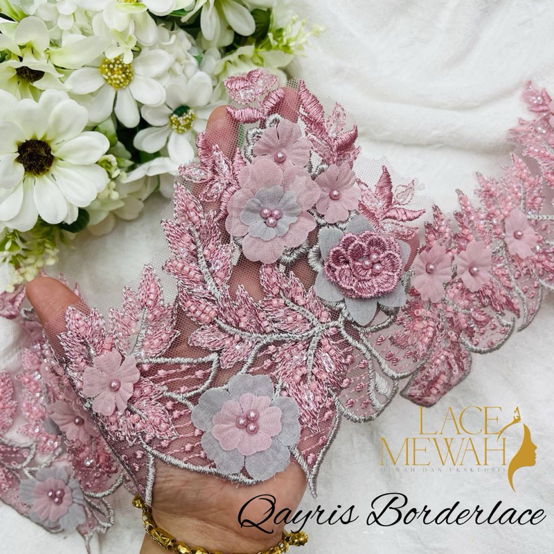 READYSTOCK LACE BUNGA 3D WITH BEADS 🩷 BORDERLACE CANTIK PREMIUM ...