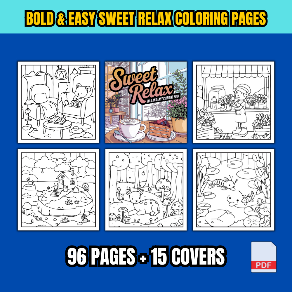 [PDF] 96 Bold & Easy Sweet Relax Coloring Pages For Kids | Shopee Malaysia