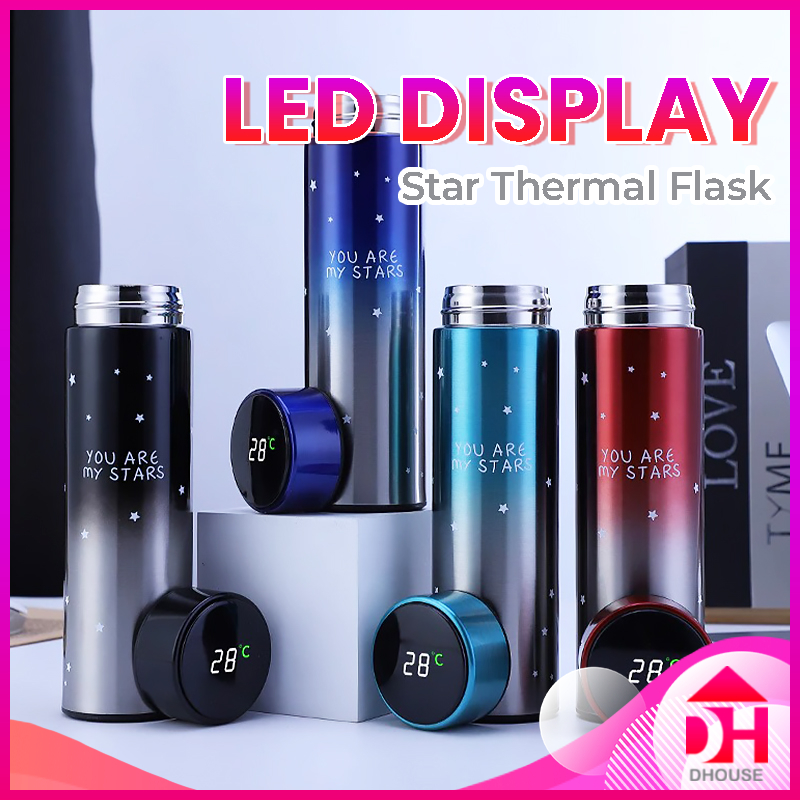 500ml Smart LED Vacuum Thermal Flask Stainless Steel Insulation Thermos Gradient Bottle Botol ...