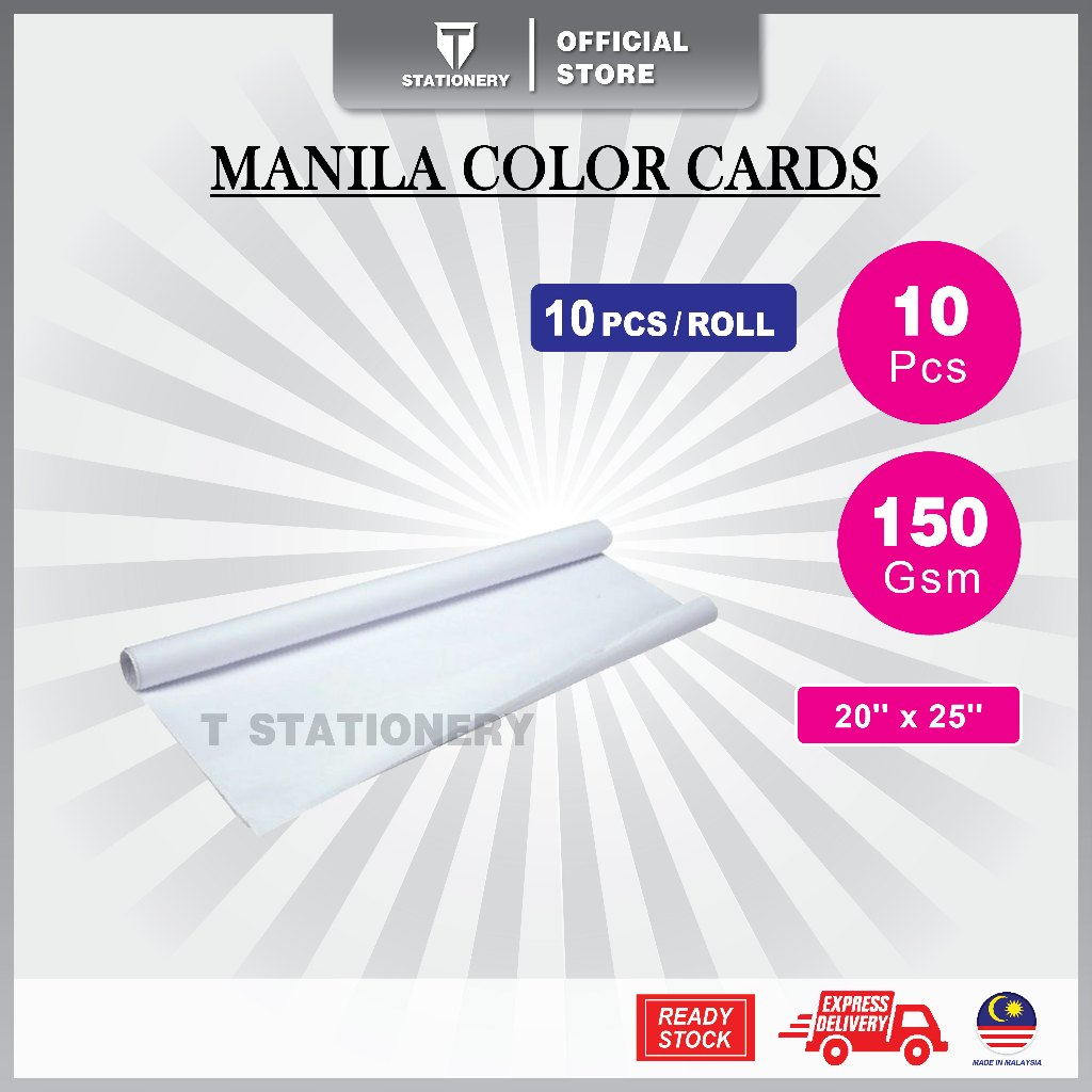 [10 pcs/roll] White Colour Manila Card– 20” x 25” | 150GSM | Kad Manila | Shopee Malaysia