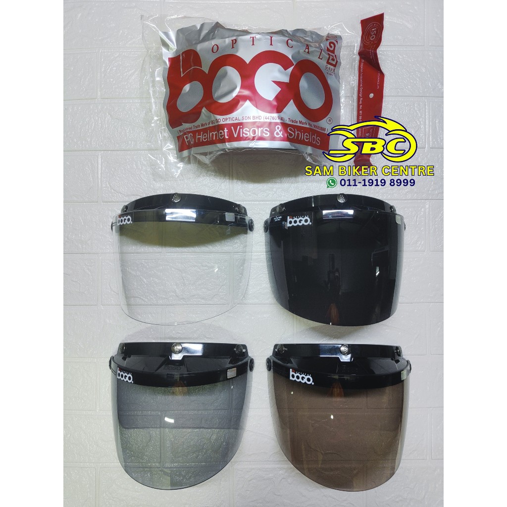 VISOR 100% ORIGINAL BOGO BG-05 BLACK CAP CLEAR DARK GREY SMOKE TINTED ...