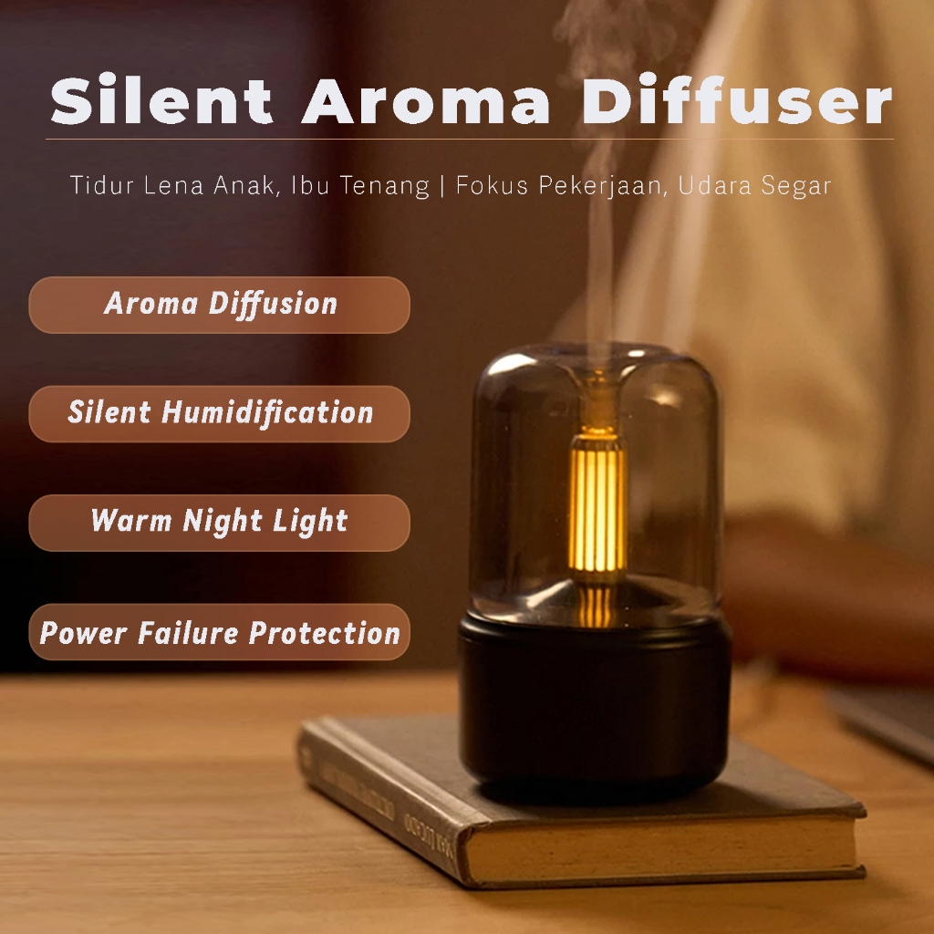 Candle-Style EO Diffuser & Humidifier USB Plug-In Sterilizes | Negative ...