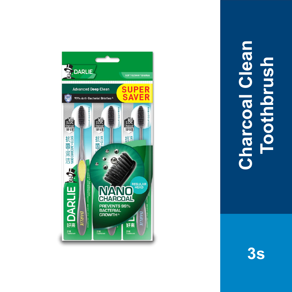 Darlie Charcoal Clean Regular Head Toothbrush 3s [value Pack] Shopee