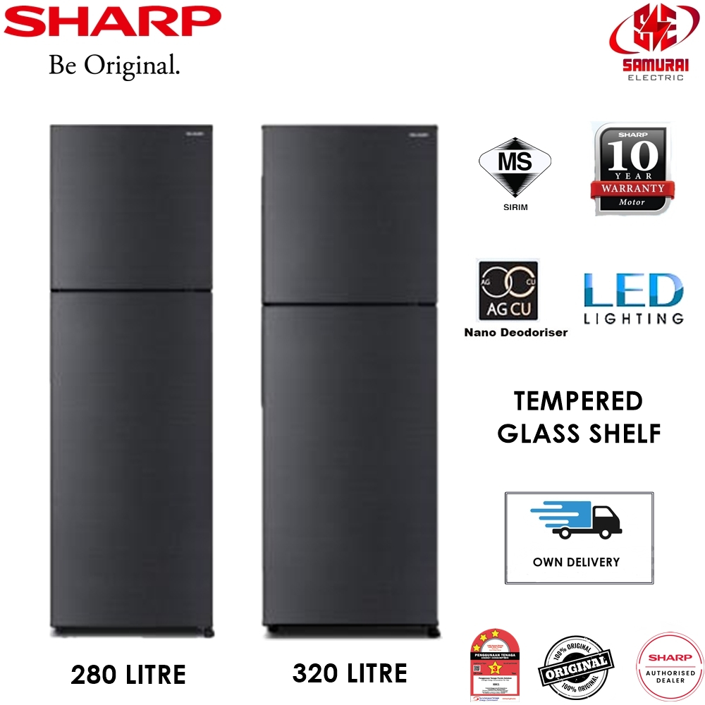 Sharp 2 Door Smile Refrigerator 280 Litre SJ287MDS/ 320 Litre SJ327MDS ...