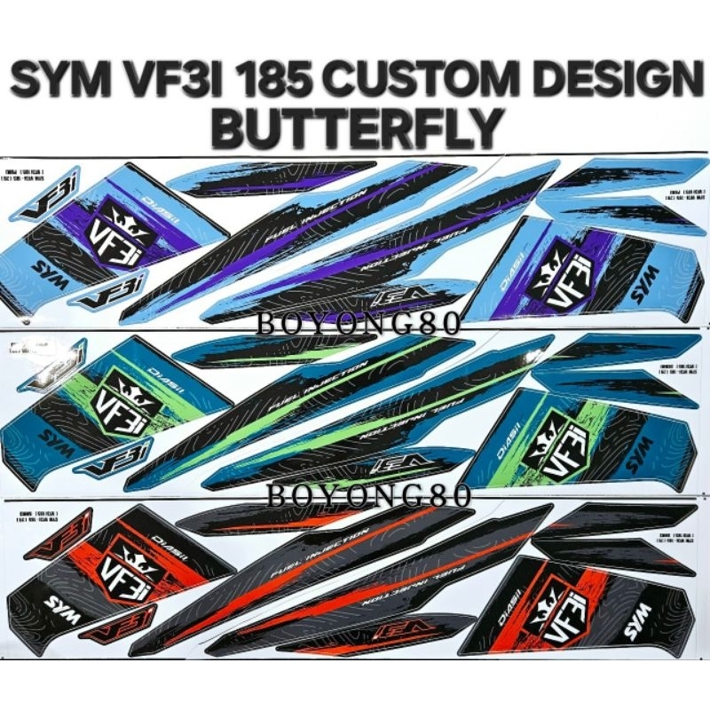 SYM VF3I 185 BUTTERFLY EDITION BODY STICKER SPECIAL CUSTOM DEAIGN ...