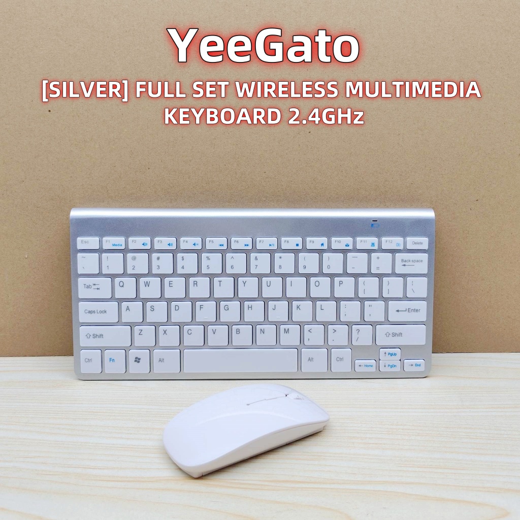 ( SILVER ) FULL SET MINI KEYBOARD + MOUSE WIRELESS PC DESKTOP LAPTOP ...
