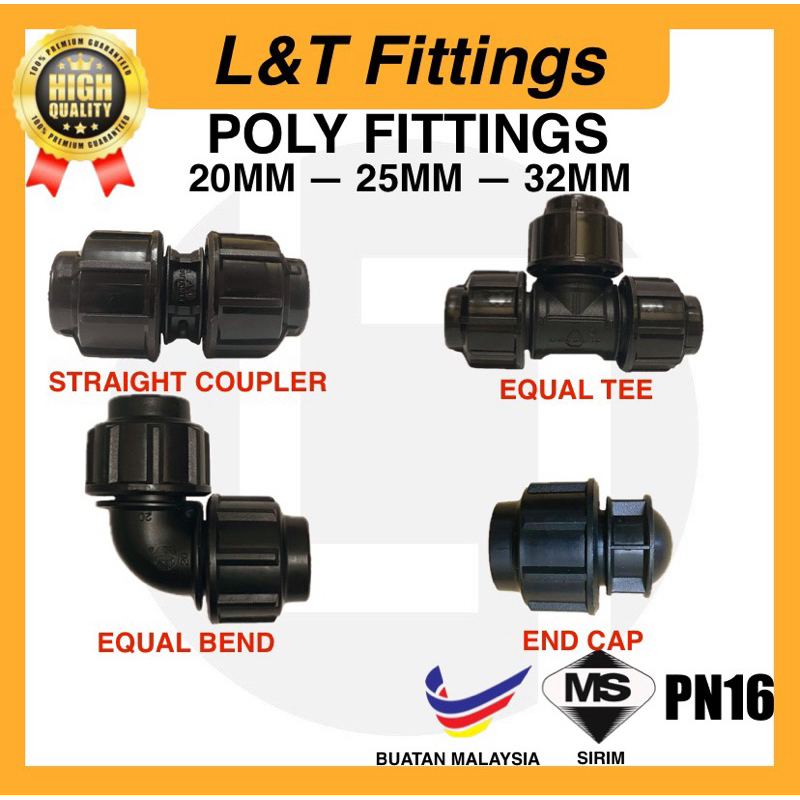 (SIRIM)HDPE Poly Fitting Poly Pipe Coupler Socket | Elbow | Tee | End ...