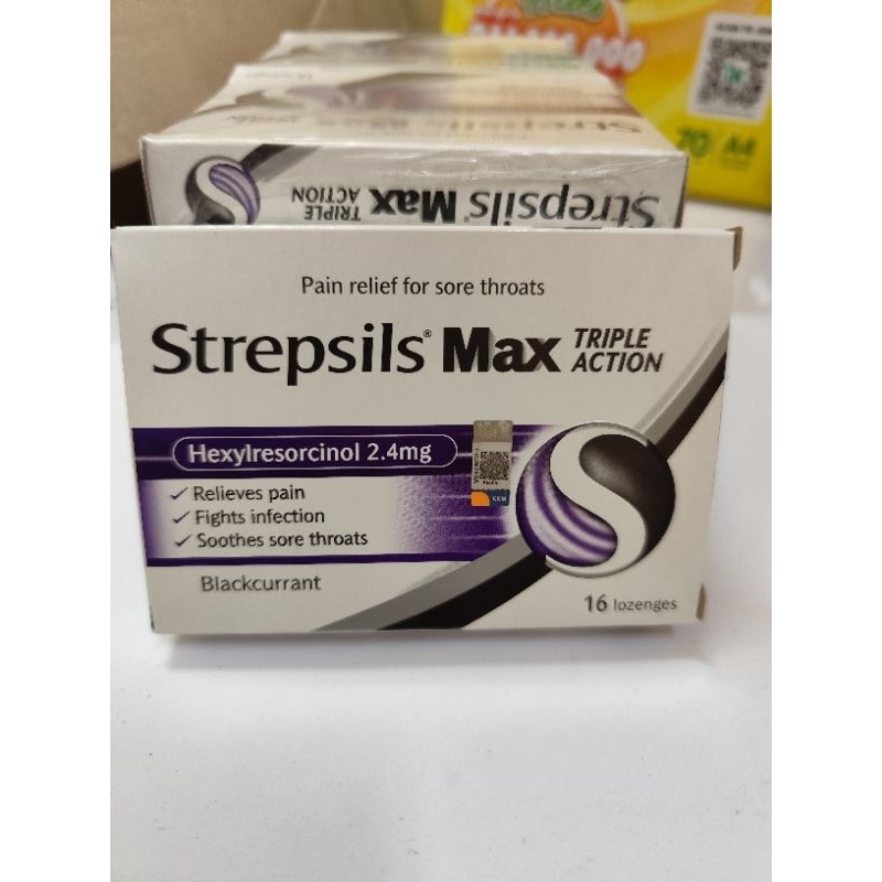 Strepsils lozenge for relief sore throats (blackcurrant max triple ...