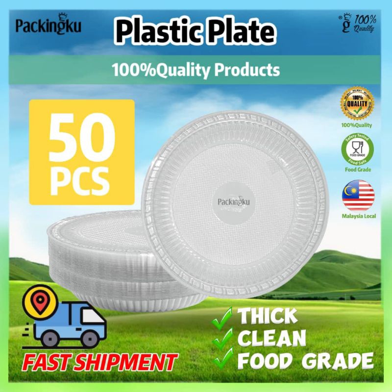 (Packingku)Disposable Plastic PET Plate 9"inch Thick Plate/Pinggan Nasi ...