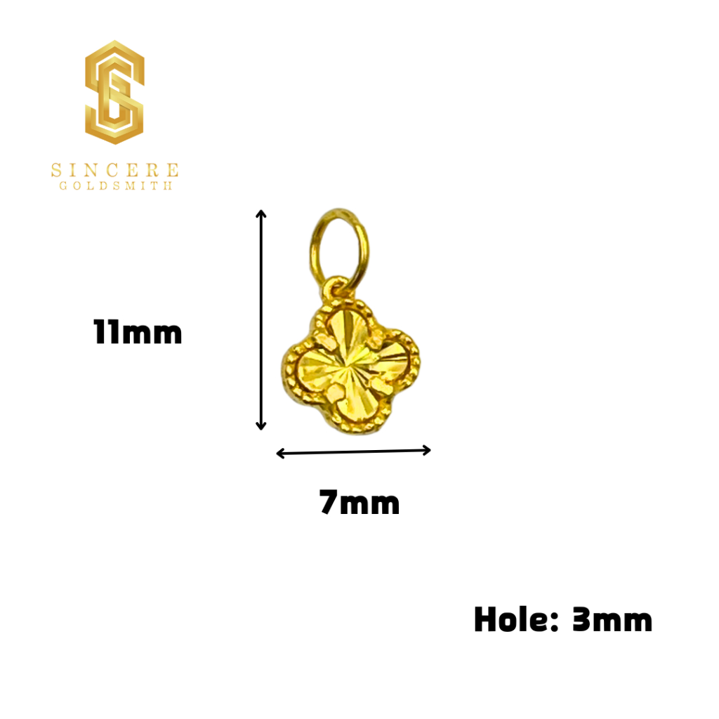 Sincere Store Emas 916 Mini Loket Clover | Emas 916 | Shopee Malaysia