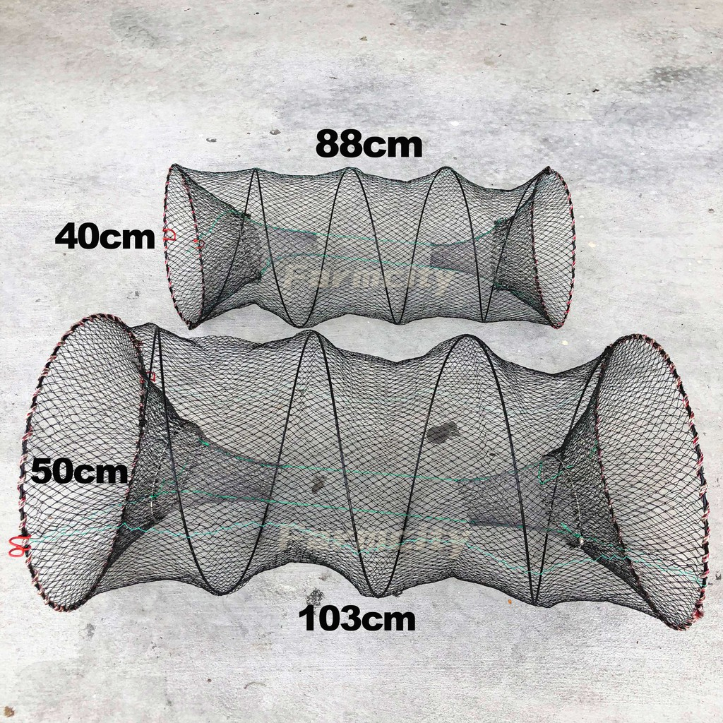 Bubu Ikan Panjang Jaring Pukat Warna Hitam 2 Lubang Bubu Ikan & Udang 2 ...