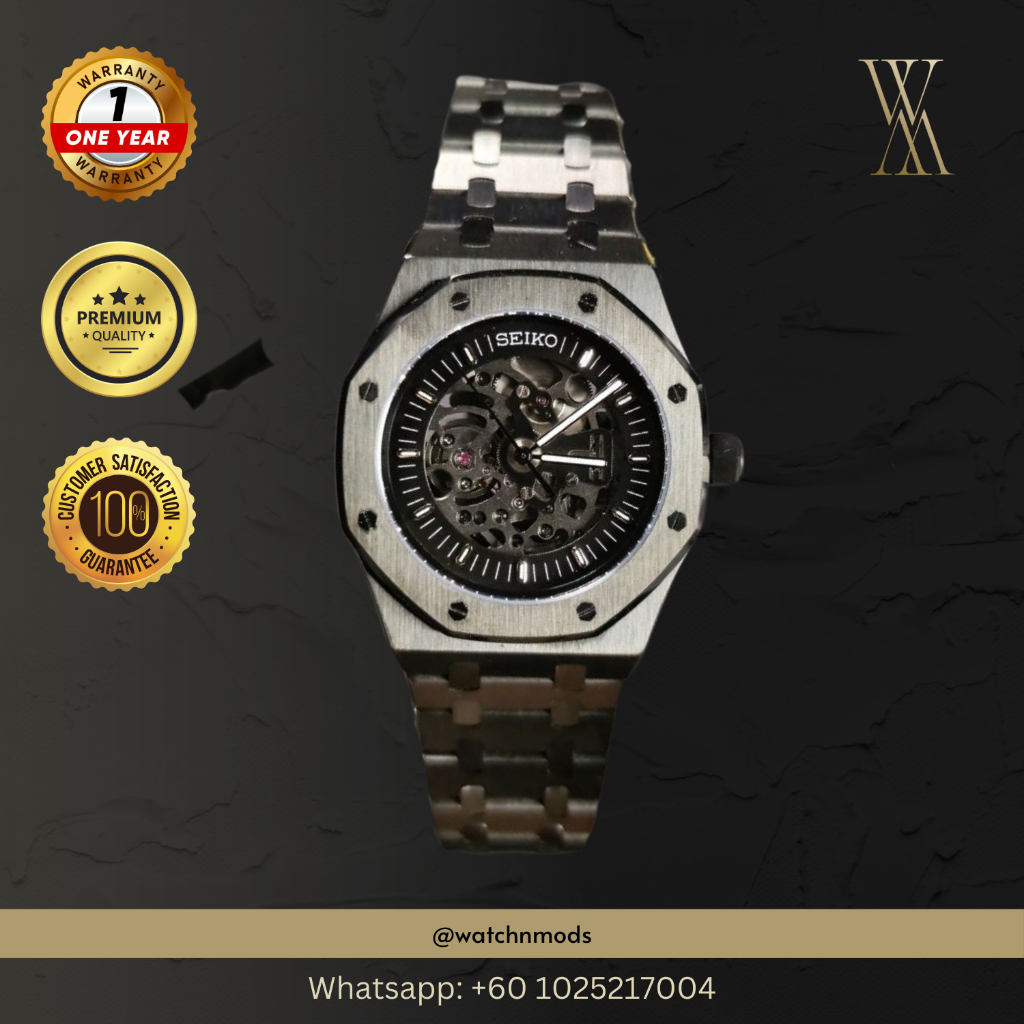 Seiko Mods NH70 Automatic Movement - Royal Oak Skeleton Silver v2 ...