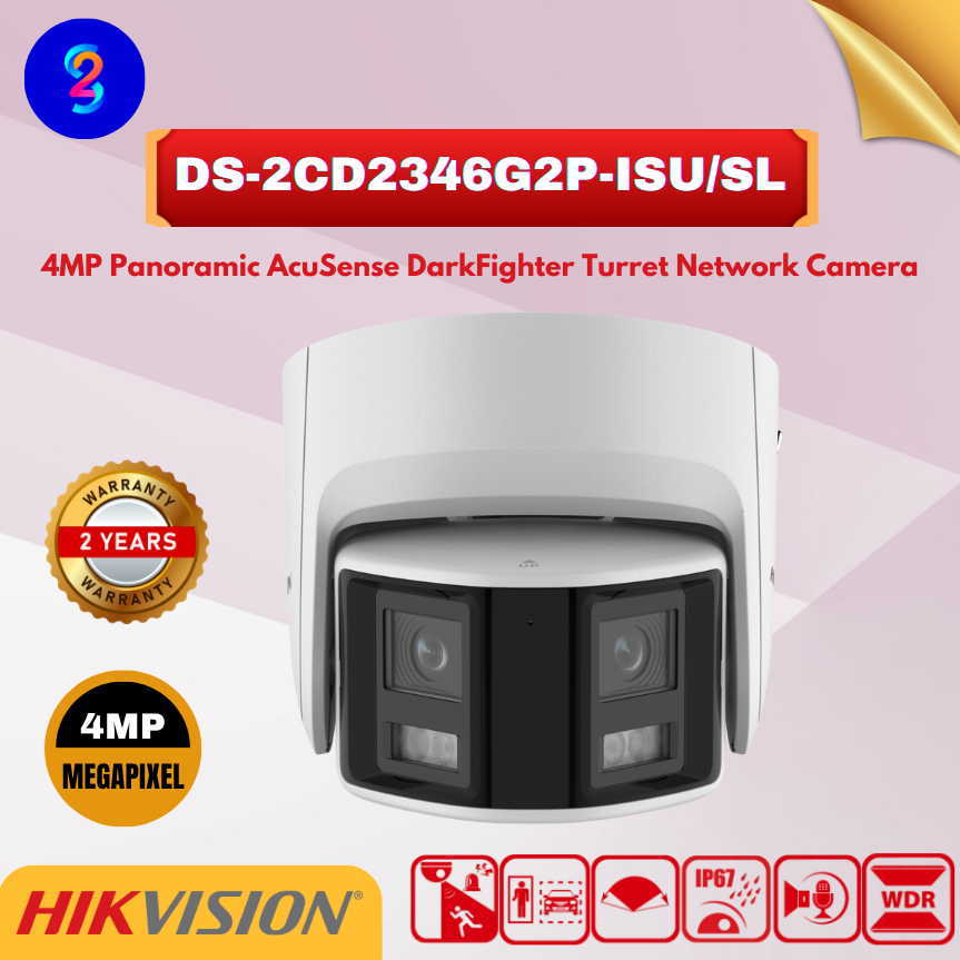【Ready Stock】HIKVISION DS-2CD2346G2P-ISU/SL 4MP Panoramic AcuSense Powered by DarkFighter Turret ...