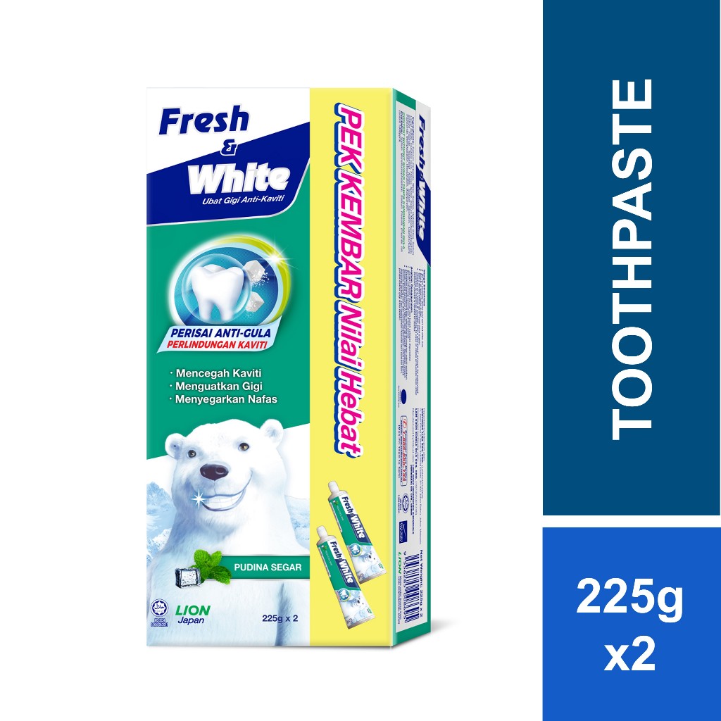 Fresh & White Toothpaste Fresh Cool Mint Super Value Pack 2 x 225g ...