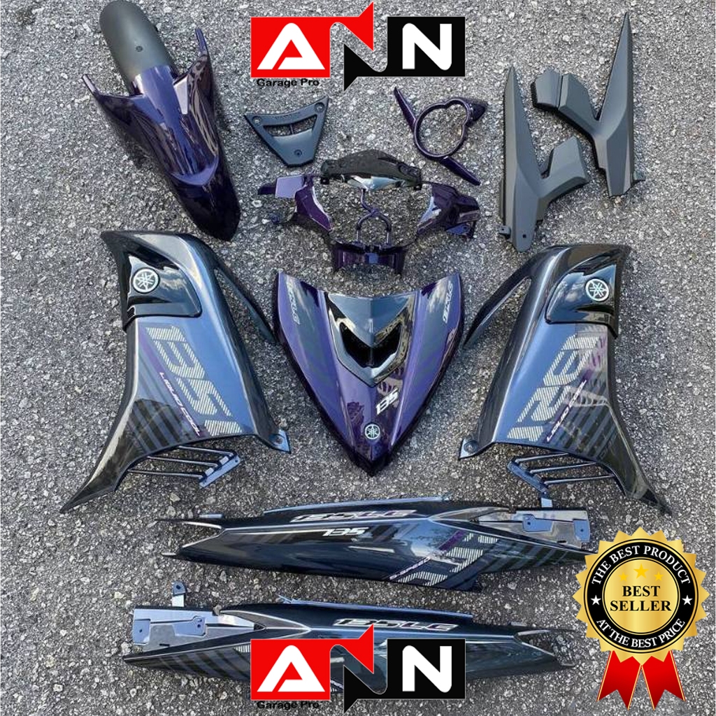 COVERSET BODYSET YAMAHA LC LC135 V6 V7 DR PURPLE GREY UNGU 2015 STRIPE ...