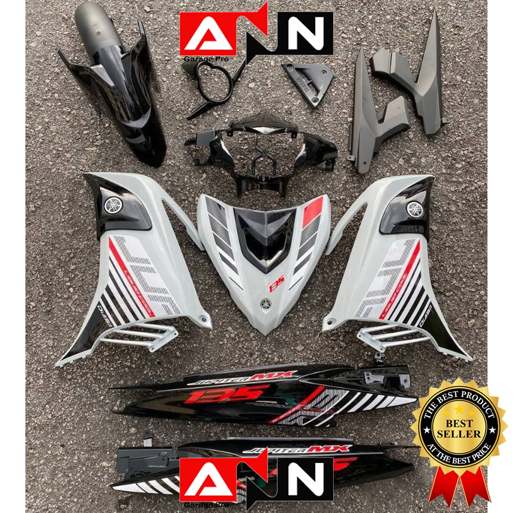 COVERSET BODYSET YAMAHA LC LC135 V6 V7 DR. P WHITE PUTIH STRIPE TANAM ...