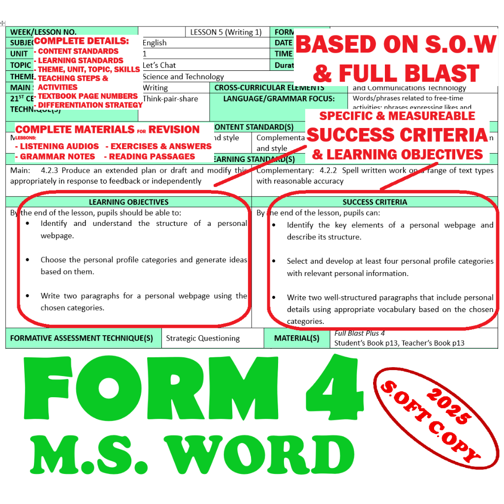 2025 RPH BAHASA INGGERIS SEKOLAH MENENGAH FORM 4 KSSM CEFR ENGLISH ...