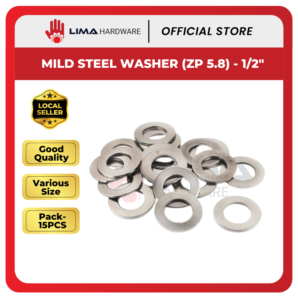 MILD STEEL WASHER (ZP 5.8) - 1/2" - (PACK OF 15 PCS) | Shopee Malaysia